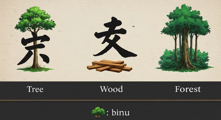 What Are the Core Chinese Characters for Tree, Wood, and Forest?